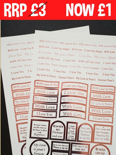 2 x Die-Cut Sentiment / Caption Sheet with Pink Foiled Edging - Love ...