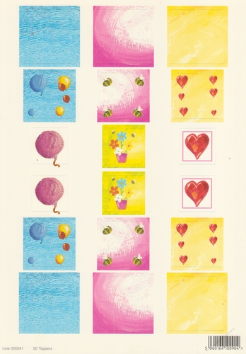 2 x 241 - Balloon Heart Squares Die Cut Sheet - 241 | Craftsuprint
