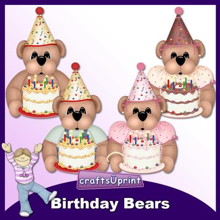 Birthday Bears Clip Art - CUP328018_1519 | Craftsuprint