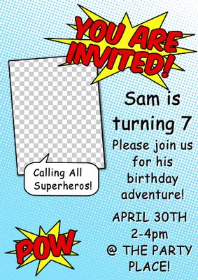 Card Creator - Superhero Comic Style Party Invitation - CUP531558_1519