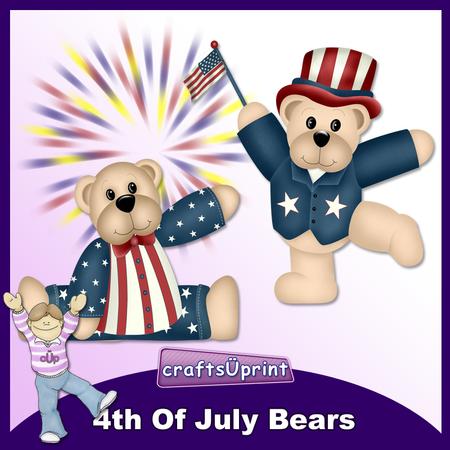 4th of July Bears Clip Art - CUP590552_1519 | Craftsuprint