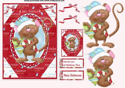 Merry Christmas Mouse 7x5 - CUP130217_452 | Craftsuprint