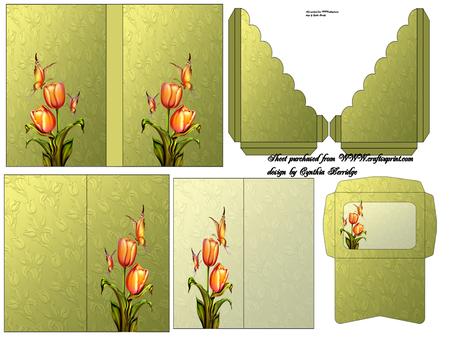Tulips Folder Notelet Kit - CUP201689_452 | Craftsuprint