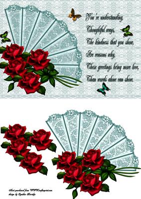 Red Rose Fan Card - CUP282379_452 | Craftsuprint