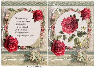 Vintage Rose Card an Insert - CUP576819_452 | Craftsuprint