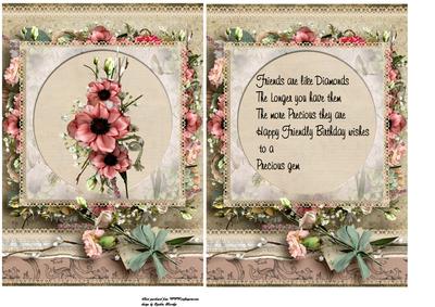 Pink Flowers Card and Insert - CUP603926_452 | Craftsuprint