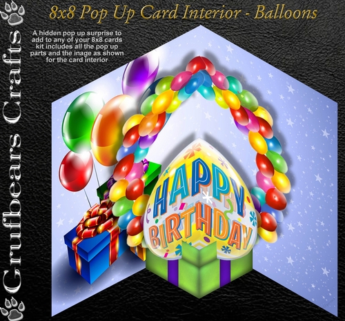 8x8 Pop Up Card Interior - Balloons - CUP1002816_76873 | Craftsuprint