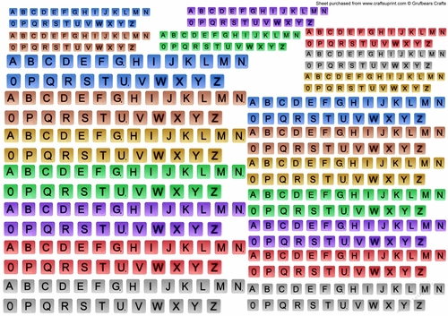Alphabet tiles - 7 colours. three sizes - CUP1042385_76873 | Craftsuprint
