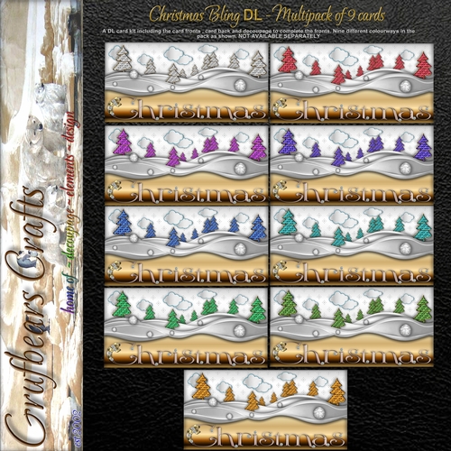 Christmas Bling DL Mulitipack of 9 cards - CUP1175604_76873 | Craftsuprint