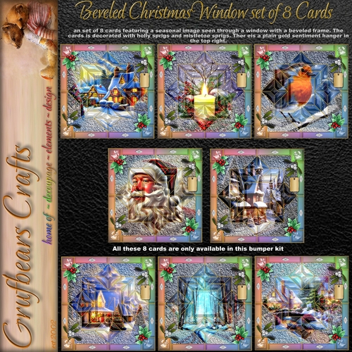 Beveled Christmas Window set of 8 cards - CUP1258244_76873 | Craftsuprint