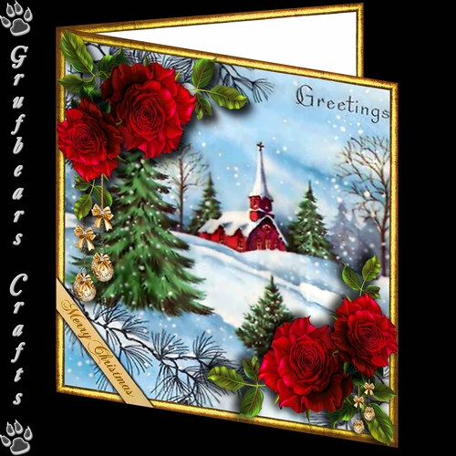 Christmas Roses - Greetings red - CUP911847_76873 | Craftsuprint