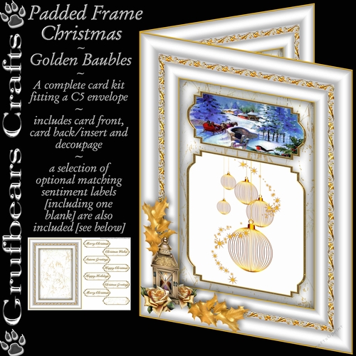 Padded Frame Christmas - Golden Baubles - CUP989461_76873 | Craftsuprint