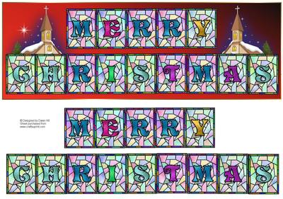 Stained Glass Merry Christmas - Dl - CUP150327_351 | Craftsuprint