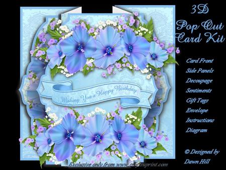 3D Pop Out Card Kit - Pretty in Blue - CUP430400_351 | Craftsuprint