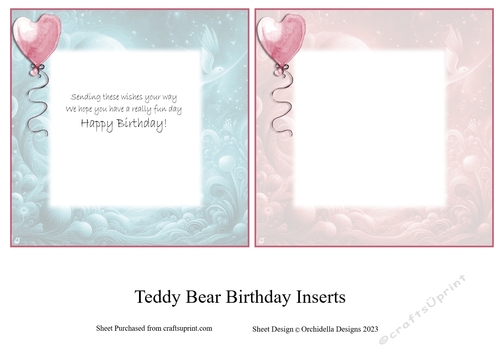 Teddy Bear Birthday Inserts - CUP1278761_1459 | Craftsuprint