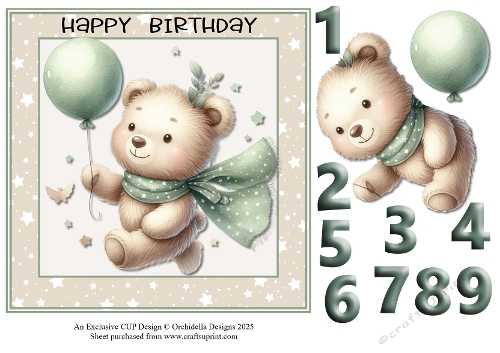 Balloon Bear Birthday - CUP1360410_1459 | Craftsuprint