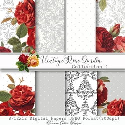 Vintage Rose Garden 12x12 Digital Papers Set 1 - Photo by Hilary Hallas,