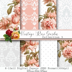 Vintage Rose Garden 12x12 Set 3 Digital Paper Collection - Photo by ...