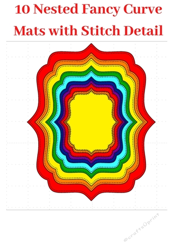 10 nested Fancy Curve mats/frames with Stitch Detail - CUP1043687_104105 | Craftsuprint