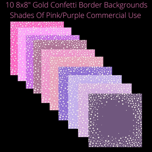 8x8 Gold Confetti Borders Backgrounds Pink/Purple shades - CUP1095830 ...