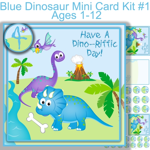 blue Dinosaur Mini card kit #1 7x7 Ages 1-12 - CUP1102869_104105 ...