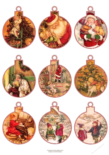 Christmas Vintage Bauble Tags #3 - CUP1164983_104105 | Craftsuprint