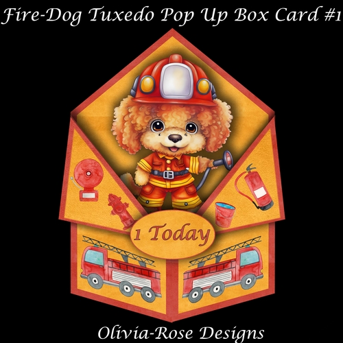 Fire-Dog Tuxedo Pop-Up Card #1 - CUP1207076_104105 | Craftsuprint