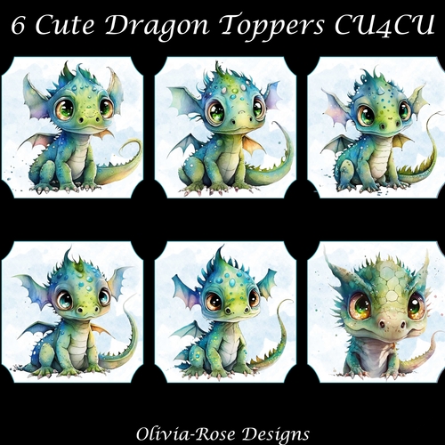 6 Cute Dragon Toppers - CUP1215556_104105 | Craftsuprint