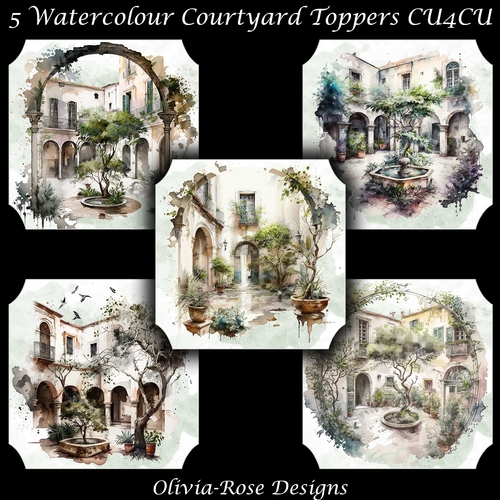 5 Watercolour Courtyard Toppers - CUP1215643_104105 | Craftsuprint