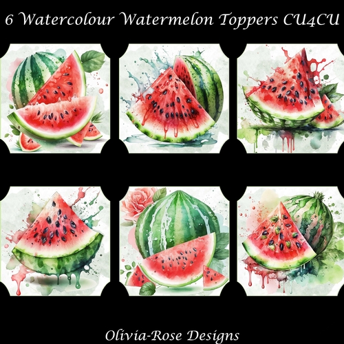 6 Watercolour Watermelon Toppers - CUP1215800_104105 | Craftsuprint