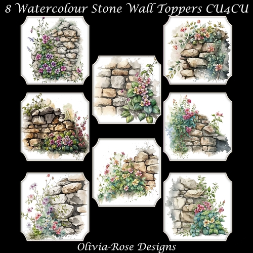 8 Watercolour Stone Wall Toppers - CUP1215940_104105 | Craftsuprint