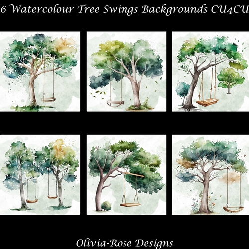 6 Watercolour Tree Swings Backgrounds - CUP1216072_104105 | Craftsuprint