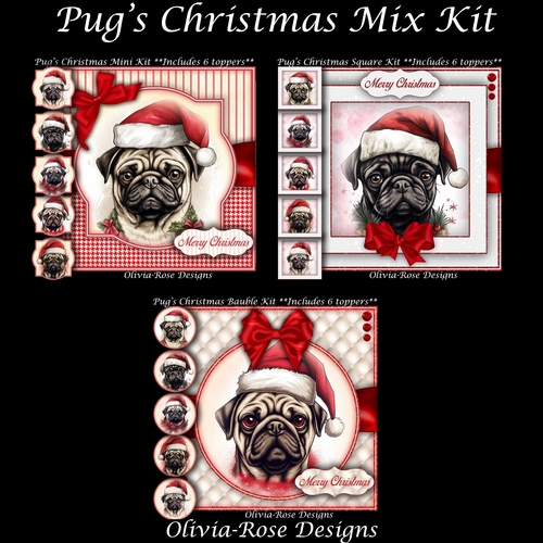 Pugs Christmas Mix Kit **Includes 18 toppers** 7X7 - CUP1224159_104105 ...