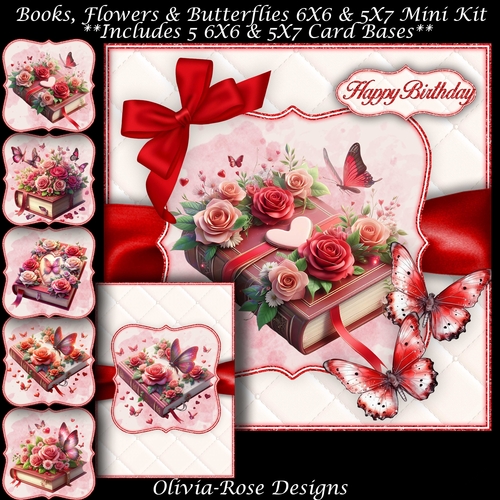 Books, Flowers & Butterflies Mini Kit - CUP1271952_104105 | Craftsuprint