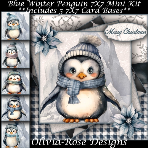 Blue Winter Penguin Mini Kit 7X7 - CUP1326392_104105 | Craftsuprint