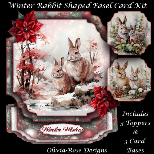 Winter Rabbit Shaped Easel Card Kit - CUP1344047_104105 | Craftsuprint