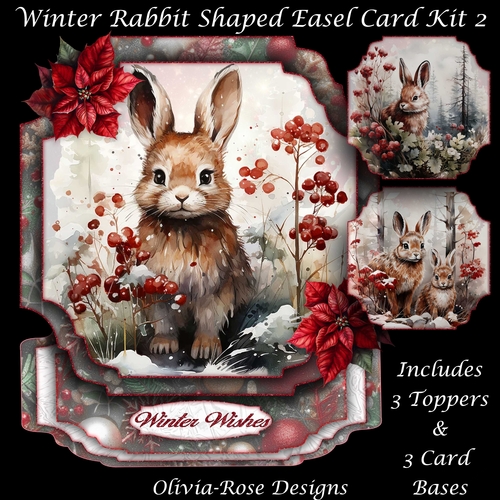 Winter Rabbit Shaped Easel Card Kit 2 - CUP1344050_104105 | Craftsuprint