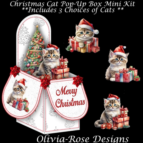 Christmas Cat Pop-Up Box Mini Kit - CUP1352268_104105 | Craftsuprint