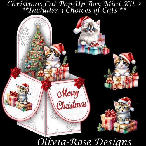 Christmas Cat Pop-Up Box Mini Kit 2 - CUP1352281_104105 | Craftsuprint