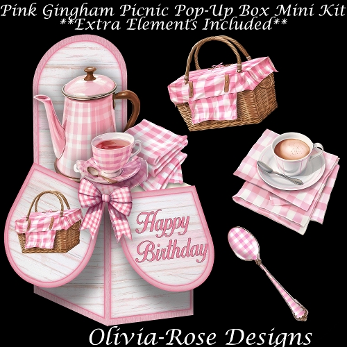 Pink Gingham Picnic Pop-Up Box Mini Kit - CUP1355654_104105 | Craftsuprint