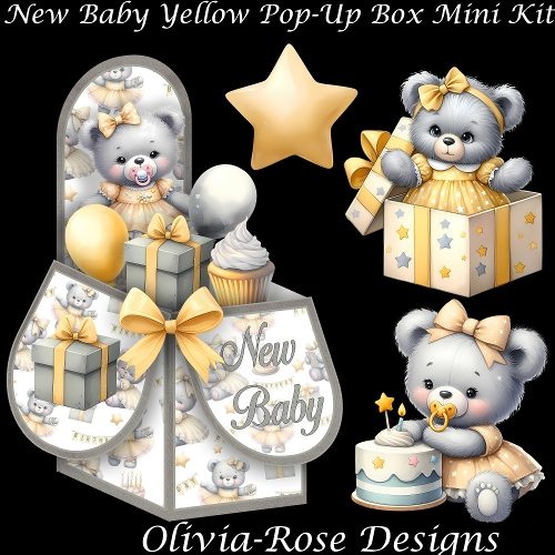 New Baby Yellow Pop-Up Box Mini Kit - CUP1356536_104105 | Craftsuprint