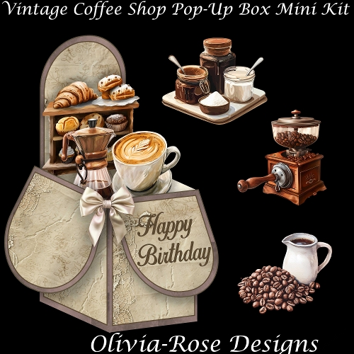 Vintage Coffee Shop Pop-Up Box Mini Kit - CUP1359699_104105 | Craftsuprint