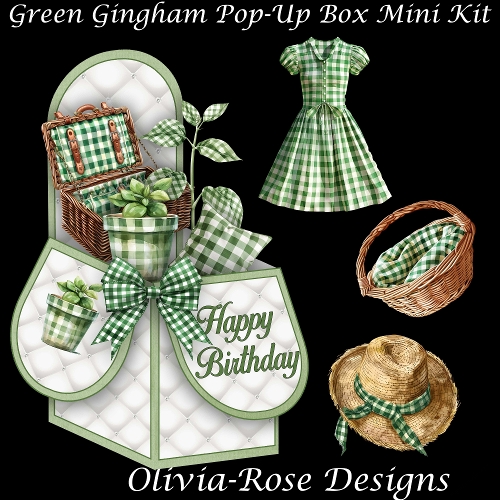 Green Gingham Pop-Up Box Mini Kit - CUP1362128_104105 | Craftsuprint