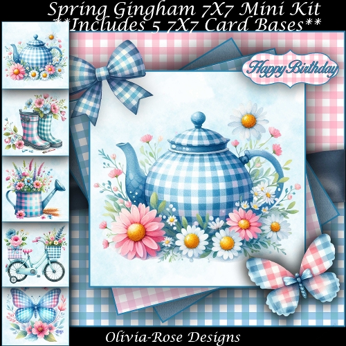 Spring Gingham Mini Kit 7X7 - CUP1365460_104105 | Craftsuprint