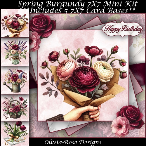 Spring Burgundy Mini Kit 7X7 - CUP1365720_104105 | Craftsuprint