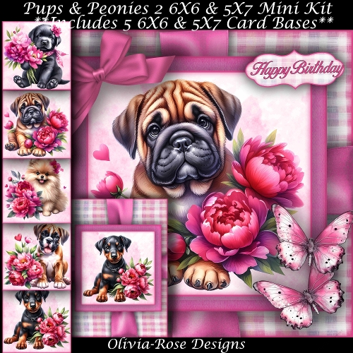 Pups & Peonies Mini Kit 2 - CUP1370147_104105 | Craftsuprint