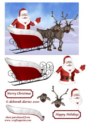 Santa & Reindeers Quick Card - CUP126568_613 | Craftsuprint