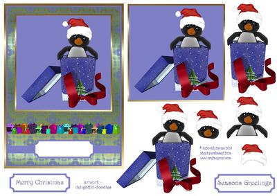 Christmas Penguin Present - CUP138144_613 | Craftsuprint