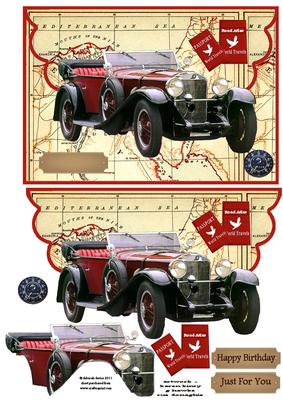 Red Vintage Car Envelope Card - CUP179445_613 | Craftsuprint