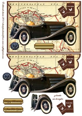 Brown Vintage Car Envelope Cardfront - CUP206032_613 | Craftsuprint